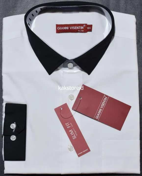 GIANNI VISENTIN Kemeja Pria Formal Lengan Panjang Putih Slimfit GVS 25 ...