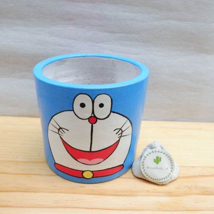 POT KAKTUS LUKIS CHARACTER DORAEMON EMOTE KARAKTER TANAMAN CACTUS ...