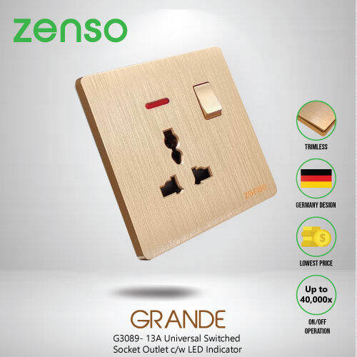Zenso - Grande Series 13A Universal Switched Socket Outlet c/w Led ...
