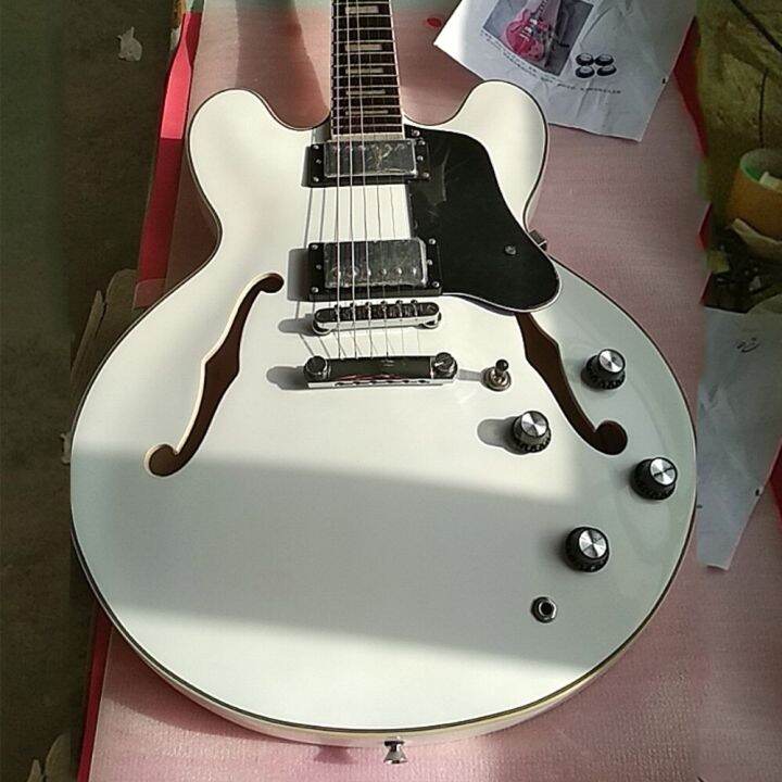 Gibson ES 335 Semi-hollow White Block Jazz Electric Guitar With Diamond ...