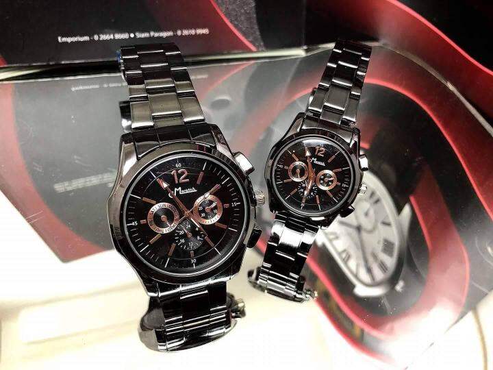 นาฬิกาคู่รัก แบรนด์ M Watch สีดำ สวยหรู ดีไซด์เก๋ แถมฟรีกล่องนาฬิกา ...