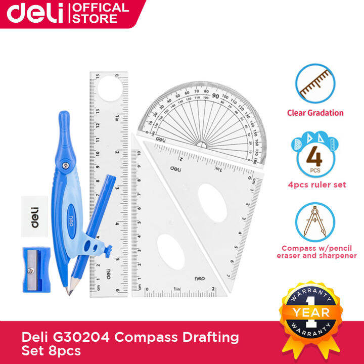 Deli G30204 Compass Drafting Set 8Pcs | Lazada PH