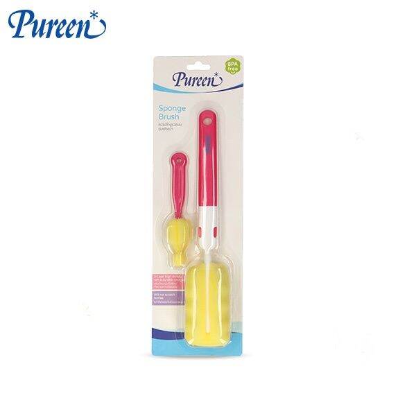 Pureen เพียวรีน แปรงล้างขวดนมและล้างจุกนม รุ่นฟองน้ำ (คละสี) | Lazada.co.th