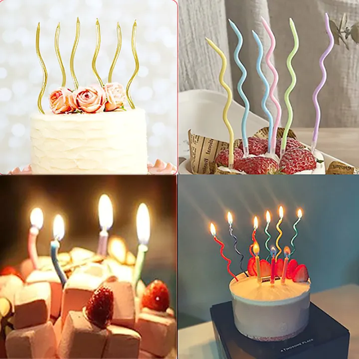 Twisty Birthday Candle Set with Metallic Curly Coil Candle Holder ...