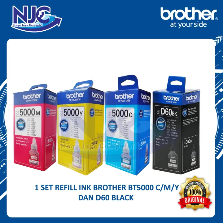BROTHER INK BOTTLE D60BK BT5000C BT5000M BT5000Y - TINTA PRINTER BLACK CYAN MAGENTA YELLOW ...