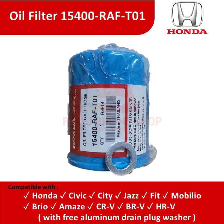 Honda Engine Oil filter (15400-RAF-T01) with free aluminum drain plug ...