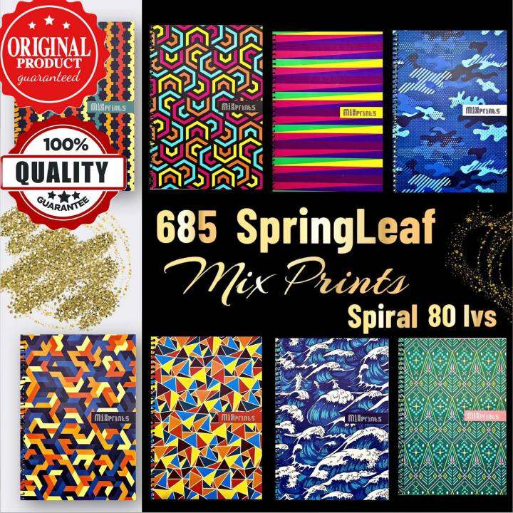ADVANCE Spring Leaf Spiral Notebook MIX PRINTS Series 80 Leaves 6x8.5 ...