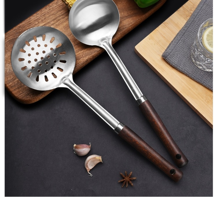 Cooking Utensils Ladles Spatulas Stainless Steel Style Wood Handle ...