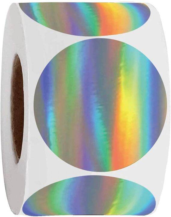 Holographic Silver Color Coding Labels 2 Inch Silver Round Circle Dot ...