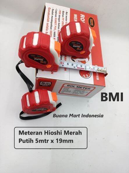 Meteran Hioshi 5 Meter Merah Putih | Alat Ukur Tukang | Measuring Tape ...