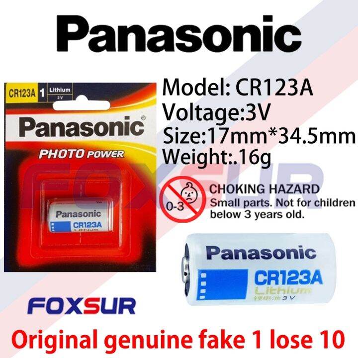 Panasonic CR123A (White) 3V Lithium Battery CR-123A Cylindrical Photo Lithium Power 3 volts ...