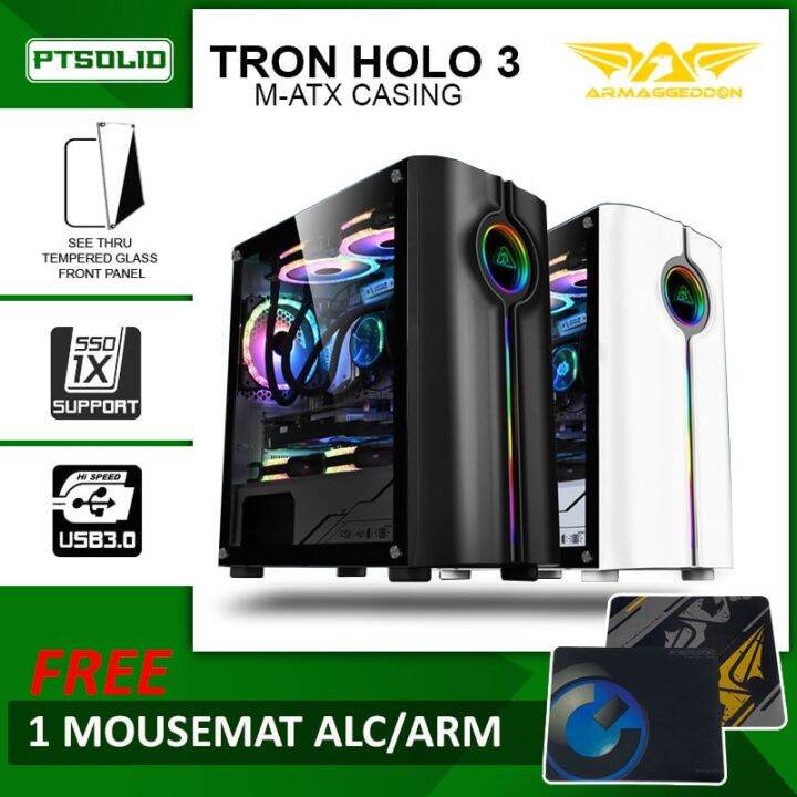 Armaggeddon Casing Gaming Tron HOLO 3 - MATX Tempered Glass | Lazada ...