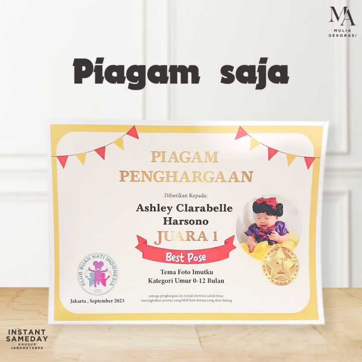 Piagam Tema Penghargaan Lomba Anak Best Custom 1 Set Hadiah Boneka Best ...