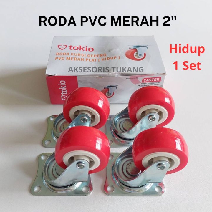 Roda Etalase PVC 2 Inch 1 Set / Roda Caster Gepeng Merah 2" PVC Tokio ...
