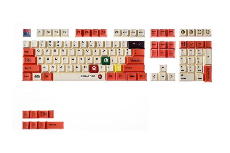 PBT Super Mario Keycaps 122 pieces Cheery Height Red Keycaps Fits All ...