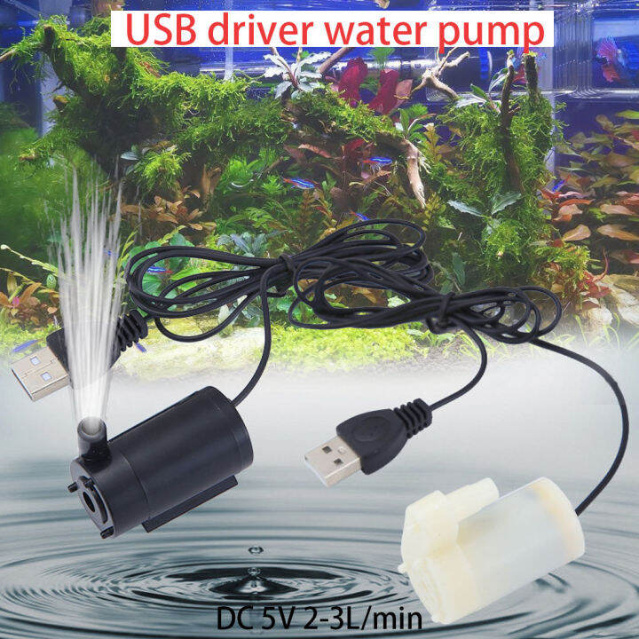 【🚛24 Hours Shipping】USB DC 5V 1.8A Mini Submersible Water Pump 2-3L/M ...