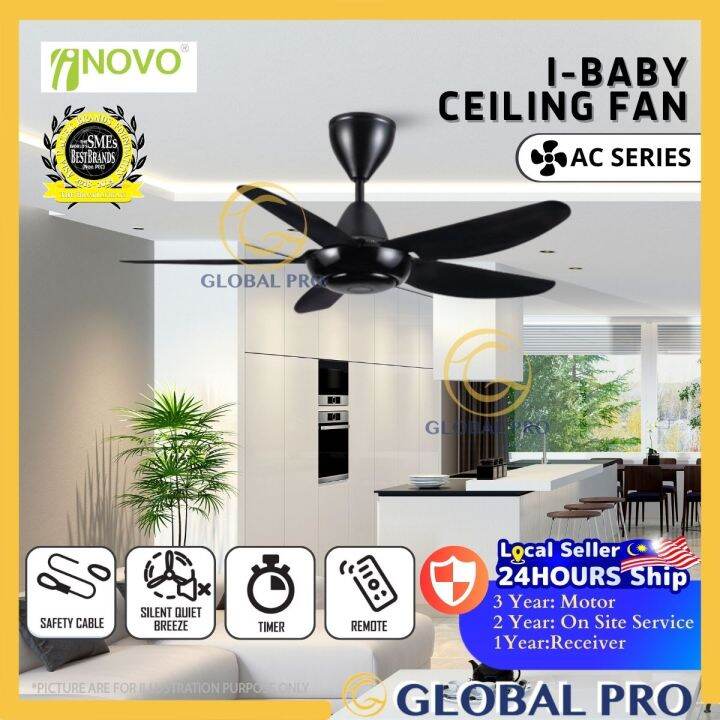INOVO I-BABY 40" Ceiling Fan AC Motor Remote 6 Speed 75W Strong Wind 5 ...