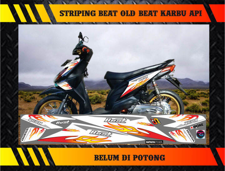 STRIPING VIRAL HONDA BEAT KARBU ASTYLE MOTIF API 2 VARIASI WARNA ...