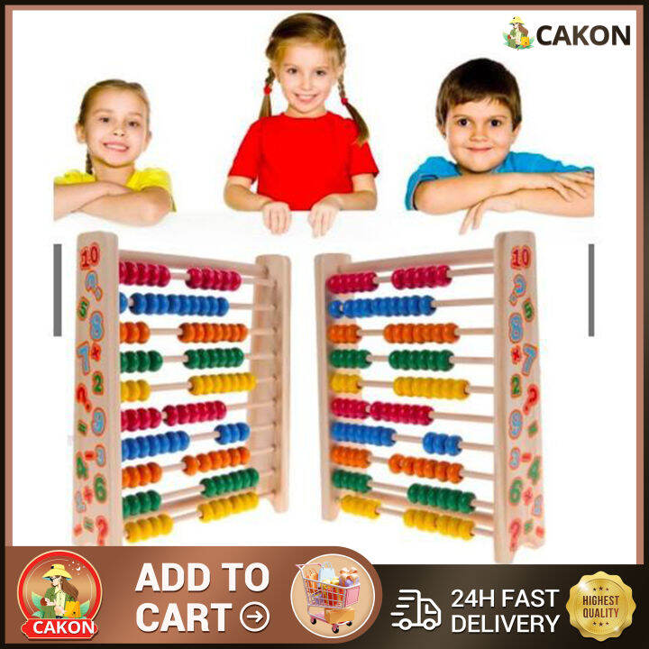 Kids Wooden Beads Abacus 10-Row Count Frame Teaching Aid Math ...