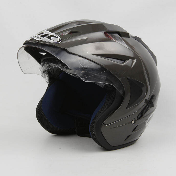 HELM REPLIKA BASIC INK TYPE T1 WARNA ABU-ABU METALIK GREY DOUBLE VISOR ...