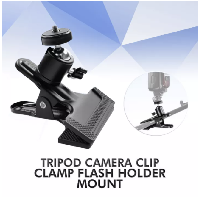 Tripod Camera Clip Clamp Flash Holder Mount with 360 Swivel Photography ...