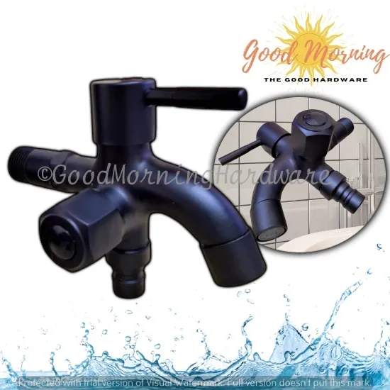 1PCS Stainless Steel SUS304 Matte Black Two Way Faucet Dual Port Faucet ...