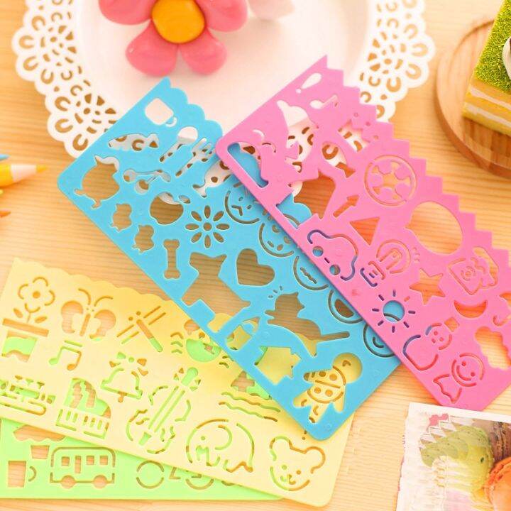 📏NEW📏4pcs Creative Drawing Ruler Kid Drawing Ruler Board Pembaris ...