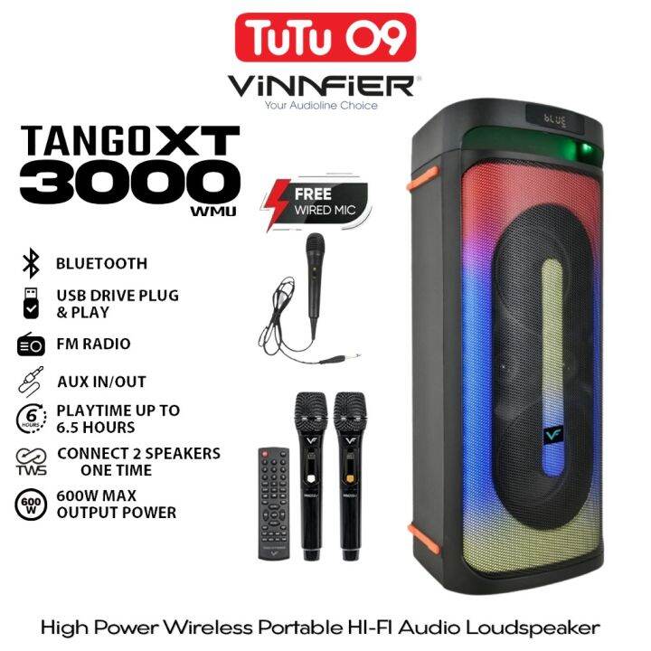 Vinnfier TANGO XT3000 WMU 600W Bluetooth Portable HI-FI Loud Speaker ...