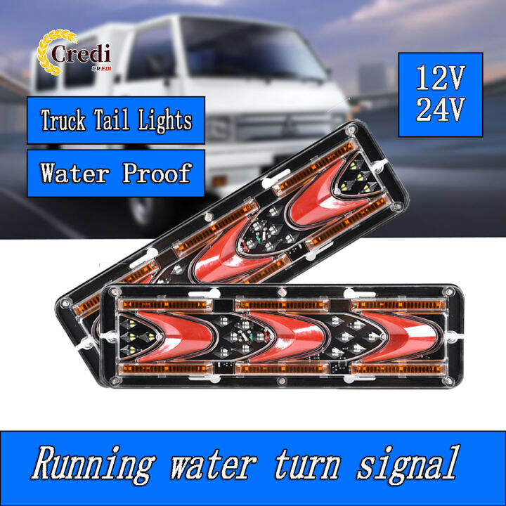 2pcs 12V 24V LED Car Truck Lorry Brake Light Stop Turn Rear Tail ...