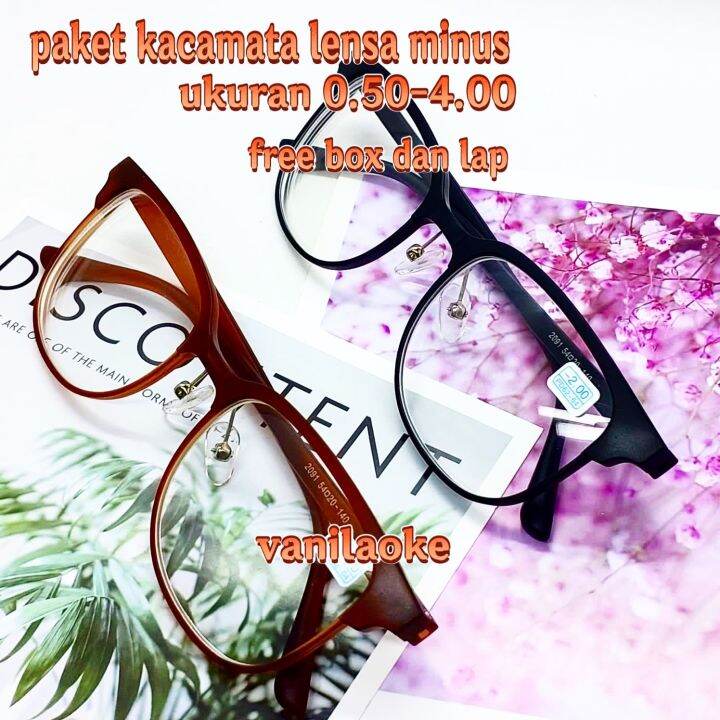kacamata minus antiradiasi model kotak lensa 0.50 s/d 4.00 gratis box ...