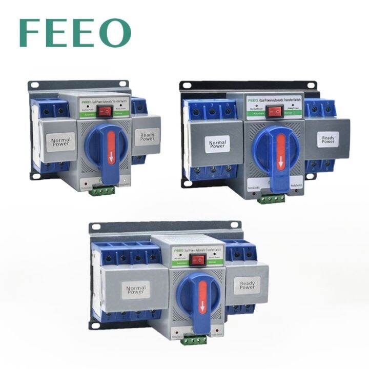 FEEO Mini Din Rail 2P 3P 4P ATS Dual Power Automatic Transfer Switch ...