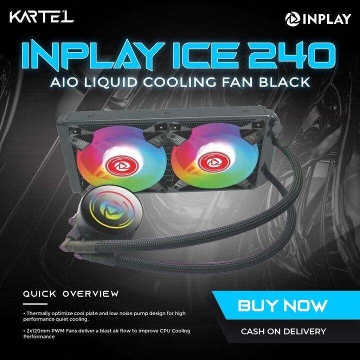 SPOT INPLAY Liquid Cooler ICE120 ICE240 RGB CPU AIO LIQUID COOLER BLACK ...