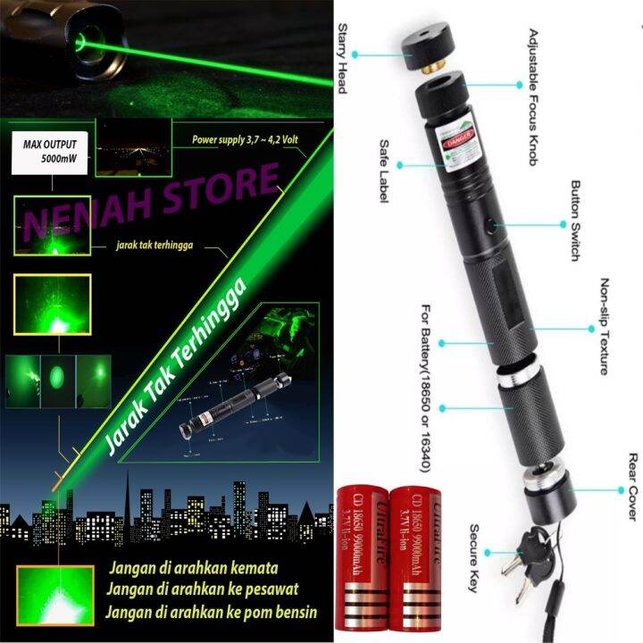 TERBAIK GREN LASER POINTER JARAK JAUH, LASER HIJAU LURUS DAN VARIASI | Lazada Indonesia