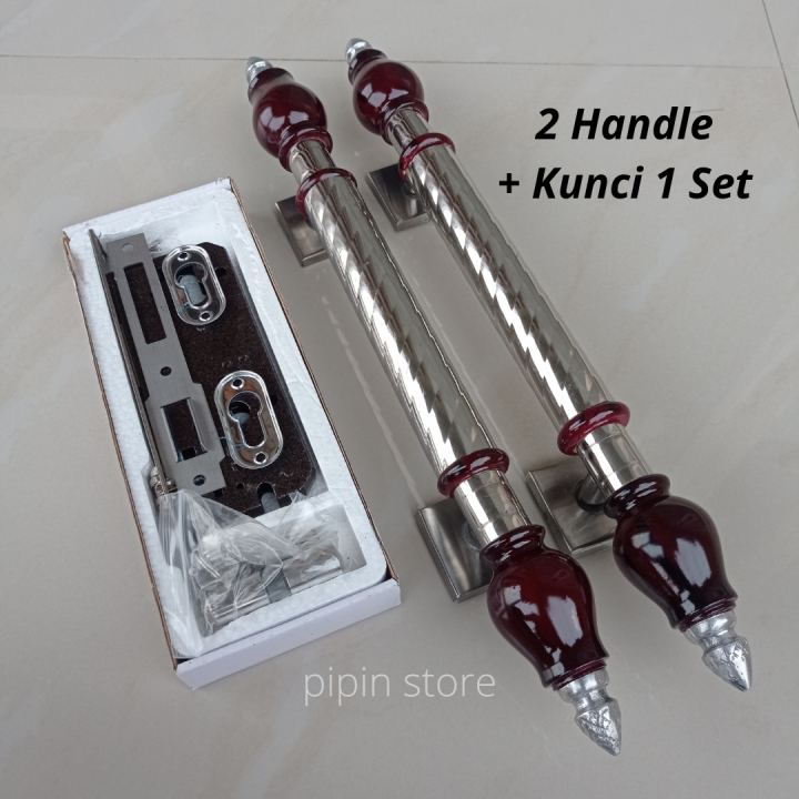 1 Set 2 Buah Handle Gagang Pintu Rumah 45cm + Gembok Kunci - Pegangan ...