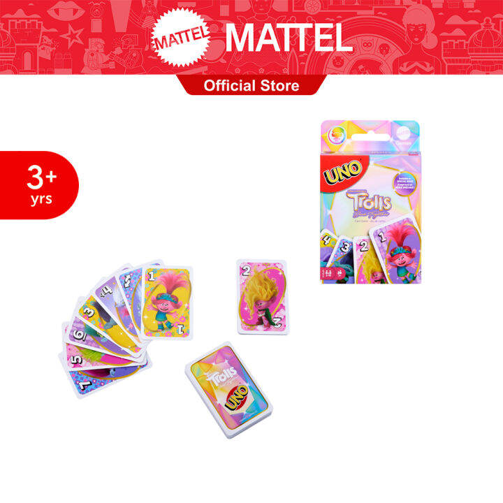 UNO Trolls 3 Mattel Game แมทเทล เกมการ์ด อูโน่ โทรลล์ 3 (HPW18 ...