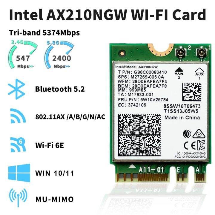 การ์ด Wifi AX210 9560NGW AX200 Intel AX210NGW 3168NGW 2.4G/5G Win 10/11 ...