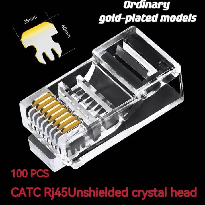 (100pcs) CAT6 Rj45 Passthrough Cat5e Cable Cat 5e Connector Ethernet ...