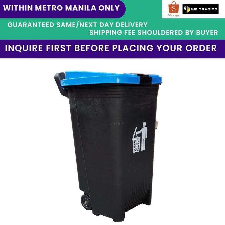 Orocan Trash Bin Trash Can with Wheels and lock 80L Basurahan Garbage ...