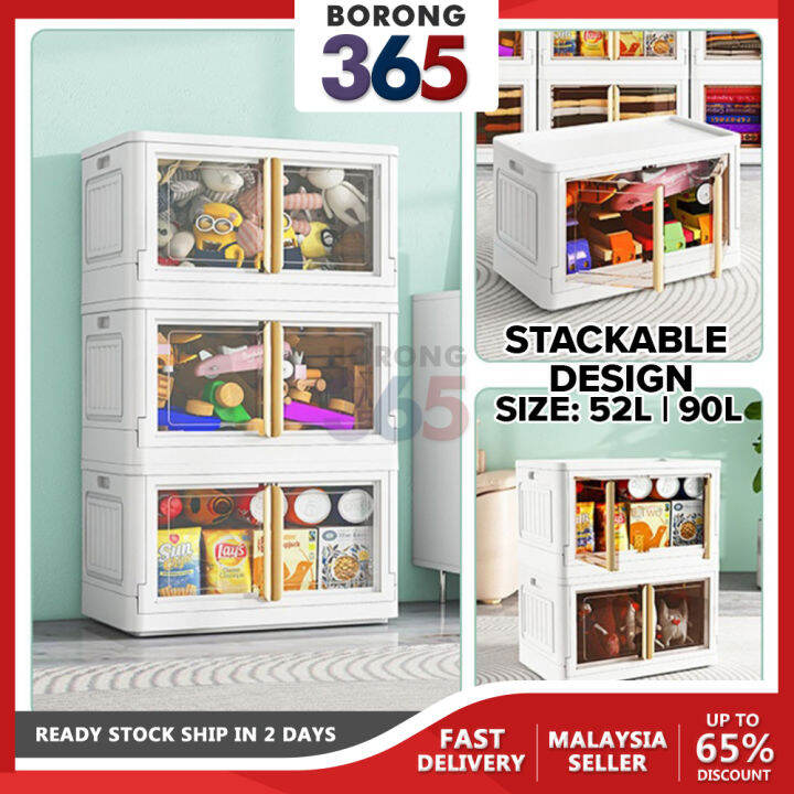 Borong365 52L/90L Multipurpose Stackable Foldable Box Storage Clothes ...
