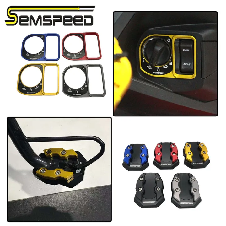 SEMSPEED Motorcycle Switch Electric Door Button Lock Cover Guard + Side ...
