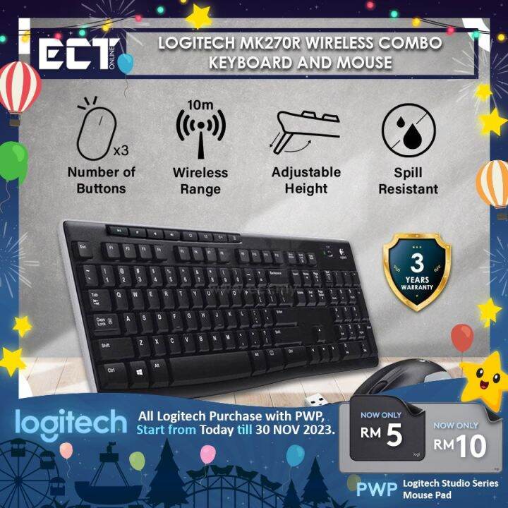 Logitech Mk270 Mk270r Wireless Combo Keyboard And Mouse 920 003381 920 006314 Lazada