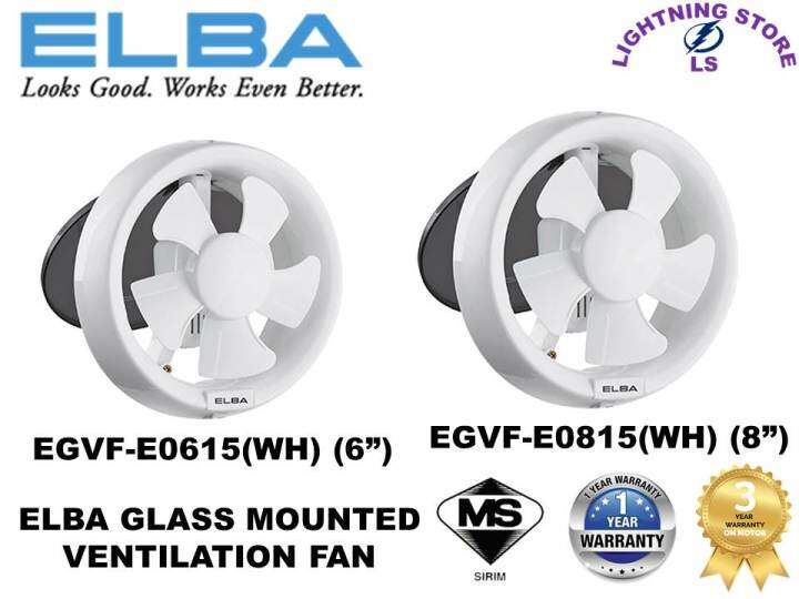 Elba 6" / 8" Glass Mounted Ventilation Fan EGVF-E0615(WH) / E0815(WH ...