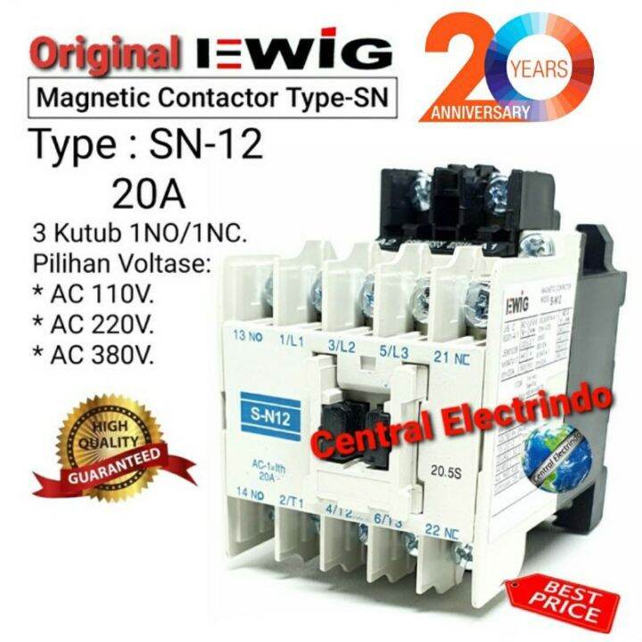 Kontaktor Contactor SN-12 AC 220V EWIG. | Lazada Indonesia