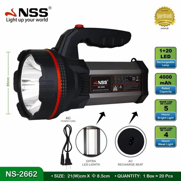 Heavy Duty LED Rechargeable Searchlight Glare Flashlight Emergency ...