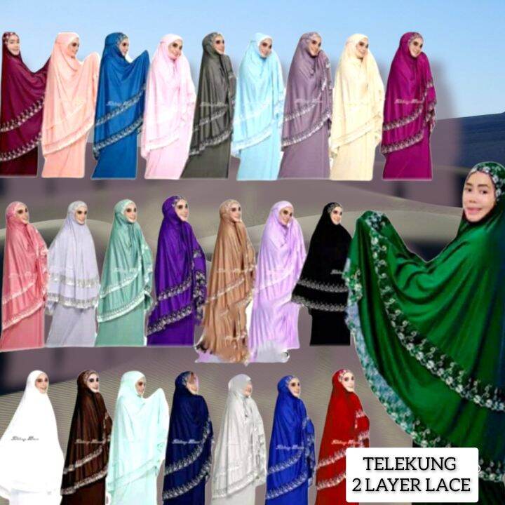 Hijabista Collection Lace Mukna set (Muslimah 2 Layer Lace Mukna Set ...