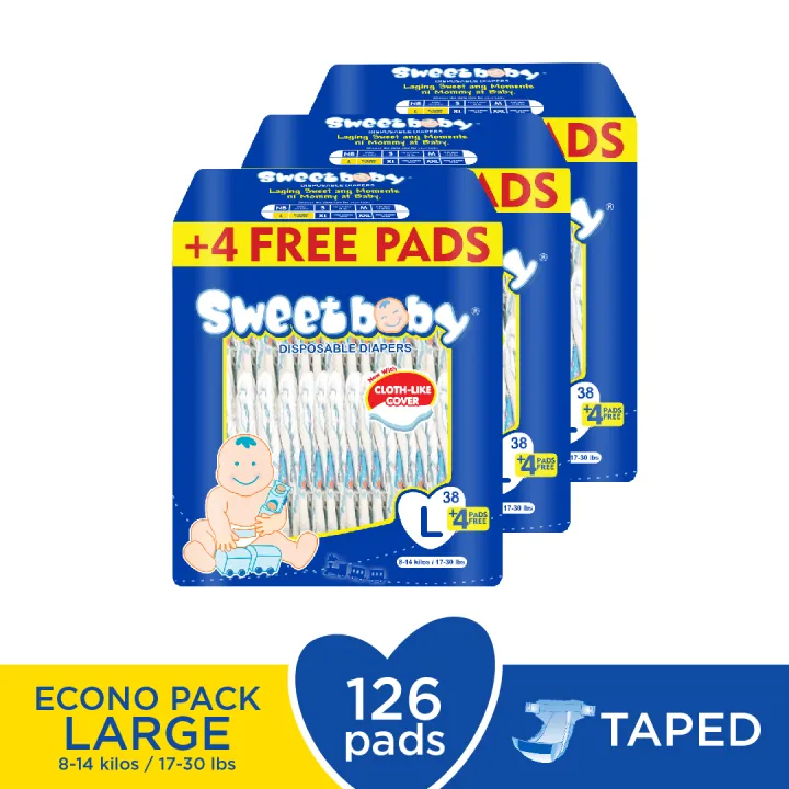 SWEETBABY REGULAR - ECONO PACK LARGE 38+4 x 3 PACKS | Lazada PH