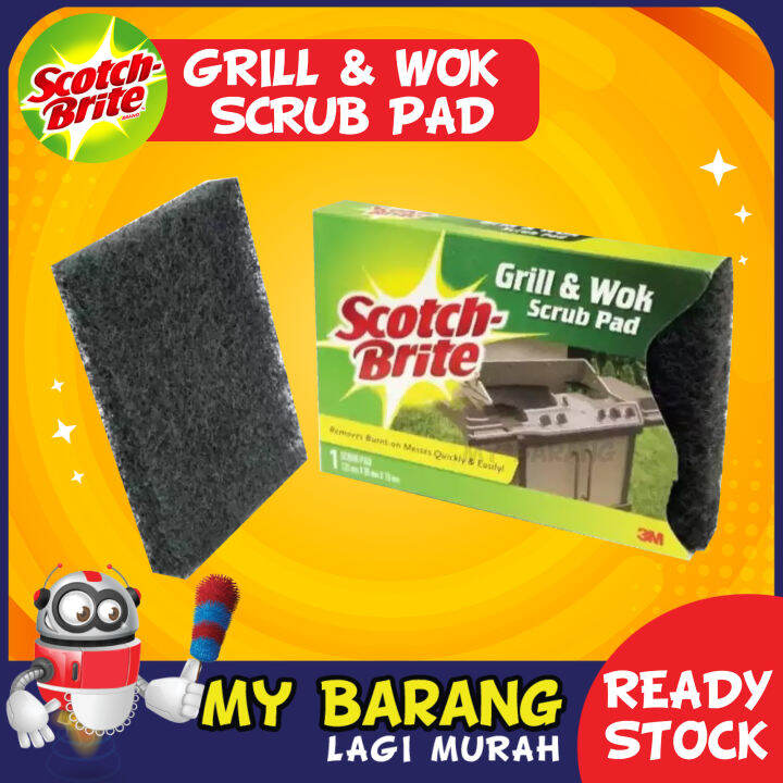 3M Scotch Brite 6621 Grill & Wok Scrub Pad Scrubber Brick Concrete BBQ ...
