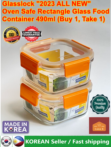 Glasslock "2023 ALL NEW" Oven Safe Rectangle Glass Food Container 490ml ...