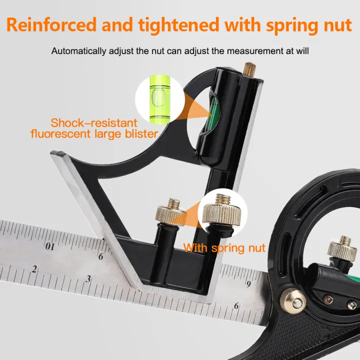 【New Ready Stock】Original Stainless steel angle ruler 0-180°combined ...
