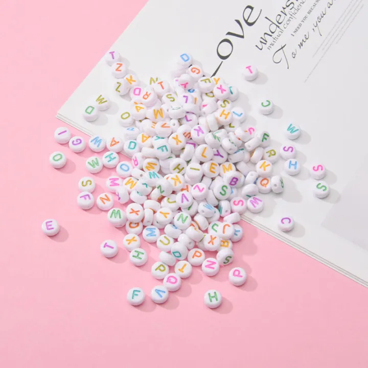 Mododo 100ชิ้น/แพ็คลูกปัดตัวอักษรอะคริลิคสำหรับเครื่องประดับทำกำไลข้อมืออเนกประสงค์รูปทรงแบน ...